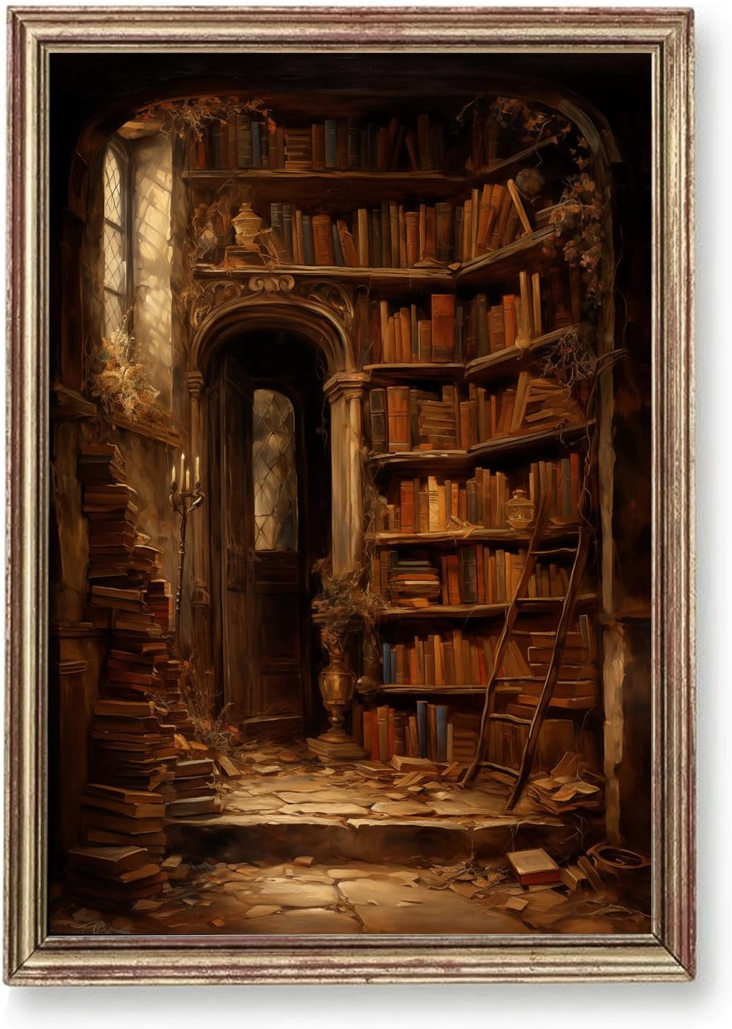 AEFER Library Canvas Wall Art Dark Academia Paintings Vintage Victorian ...