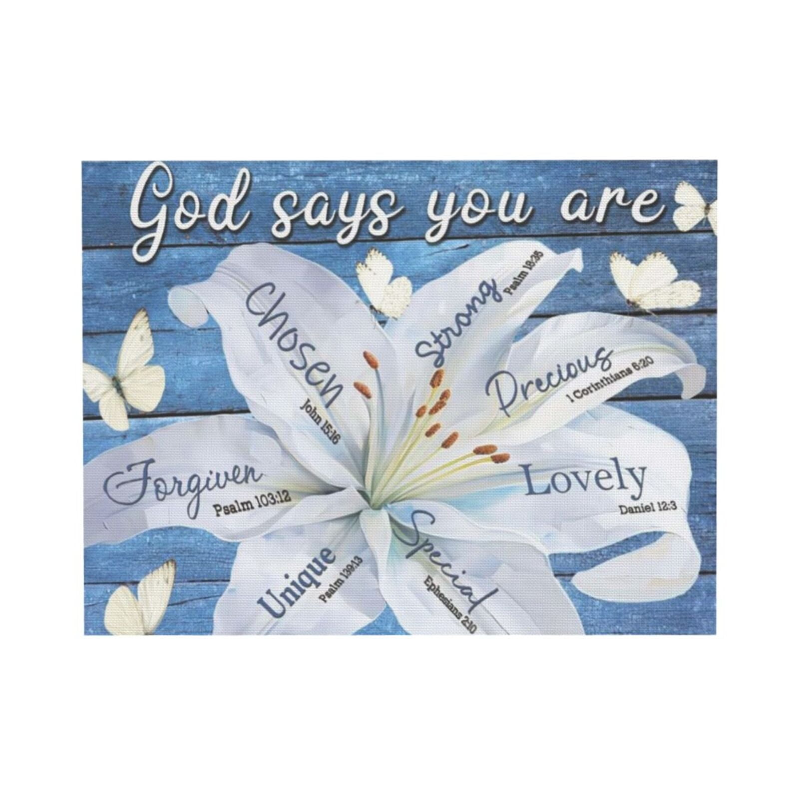 AEFER Lily Flower Wall Art God Says You Are Bible Quotes Wall Art ...