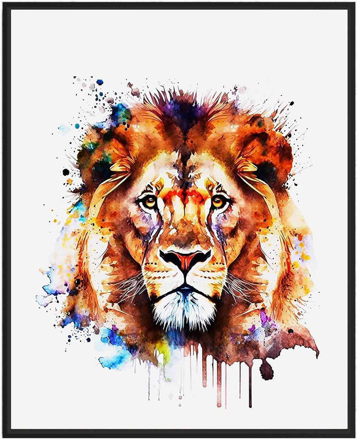 AEFER Lion Art Print Poster, Abstract Watercolor Animal Wall Art Prints, WIldlife Nature Artwork ...
