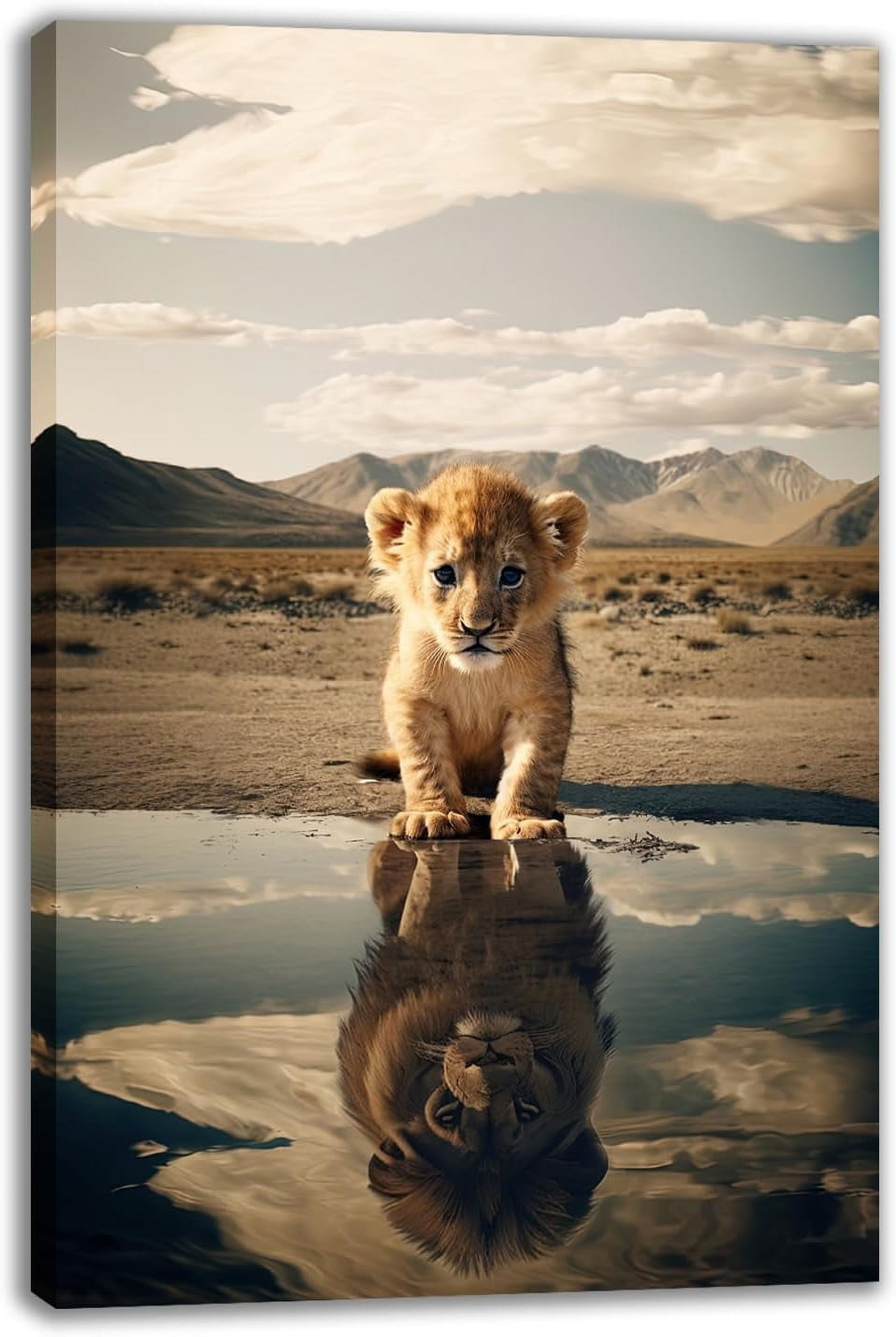 AEFER Lion Canvas Wall Art, Motivational Lion King Mindset Painting ...