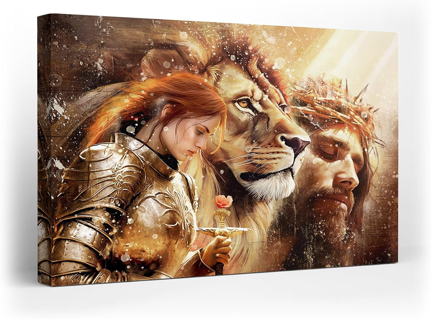 AEFER Lion with God, Woman Warrior of God, Lion Woman Warrior Canvas ...