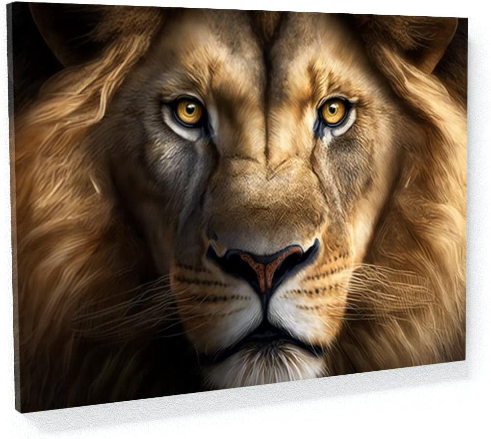 AEFER Lion Intense Gaze 42 Canvas Art - Home Decor Wall Art Print ...