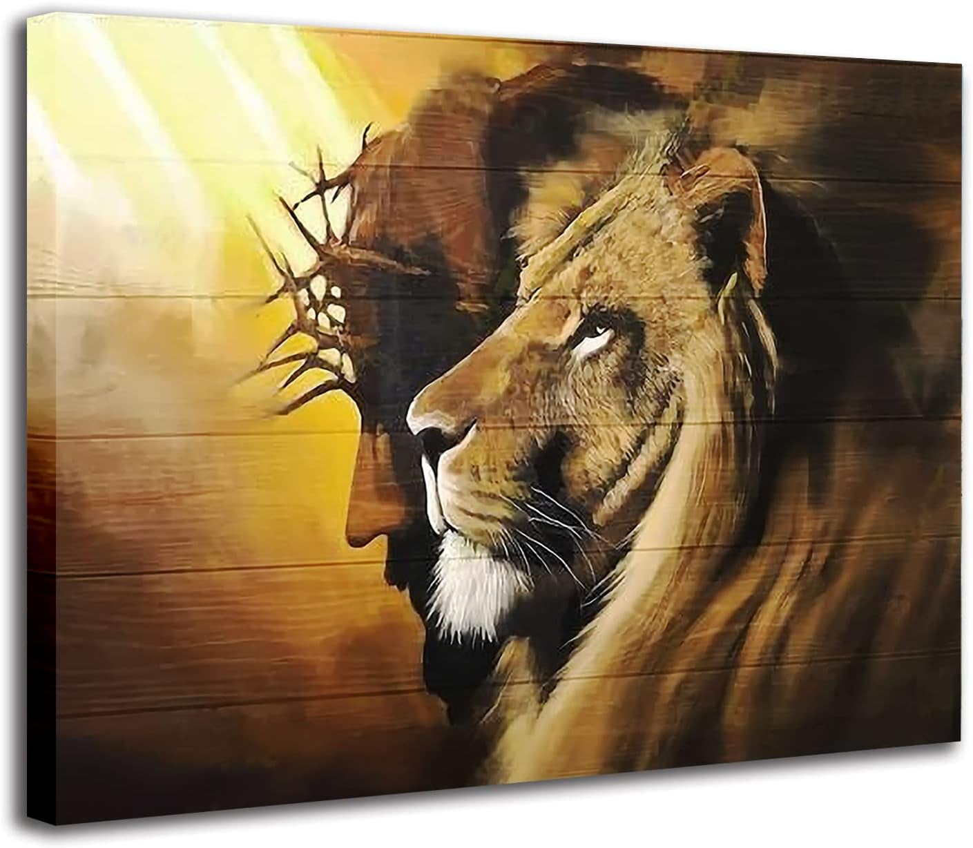 AEFER Lion of Judah Wall Art Canvas Black Jesus Paintings Decor for Living Room Christ Pictures ...