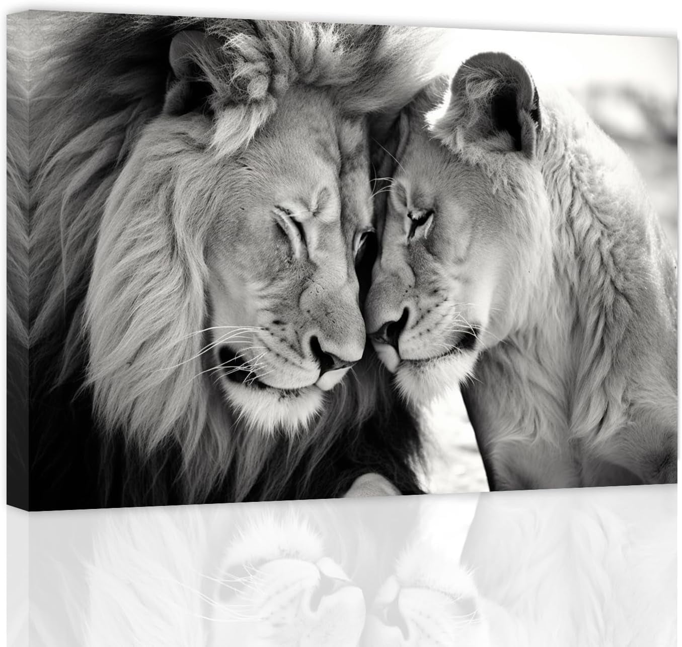 AEFER Lion and Lioness Wall Art Black and White Lion Picture Wildlife ...