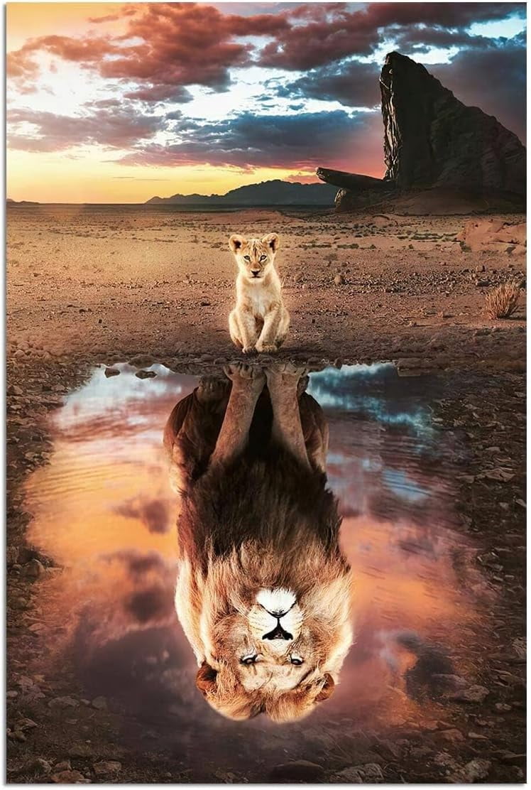 AEFER Lion Poster Lion Canvas Wall Art Room Decor Aesthetic Vintage ...