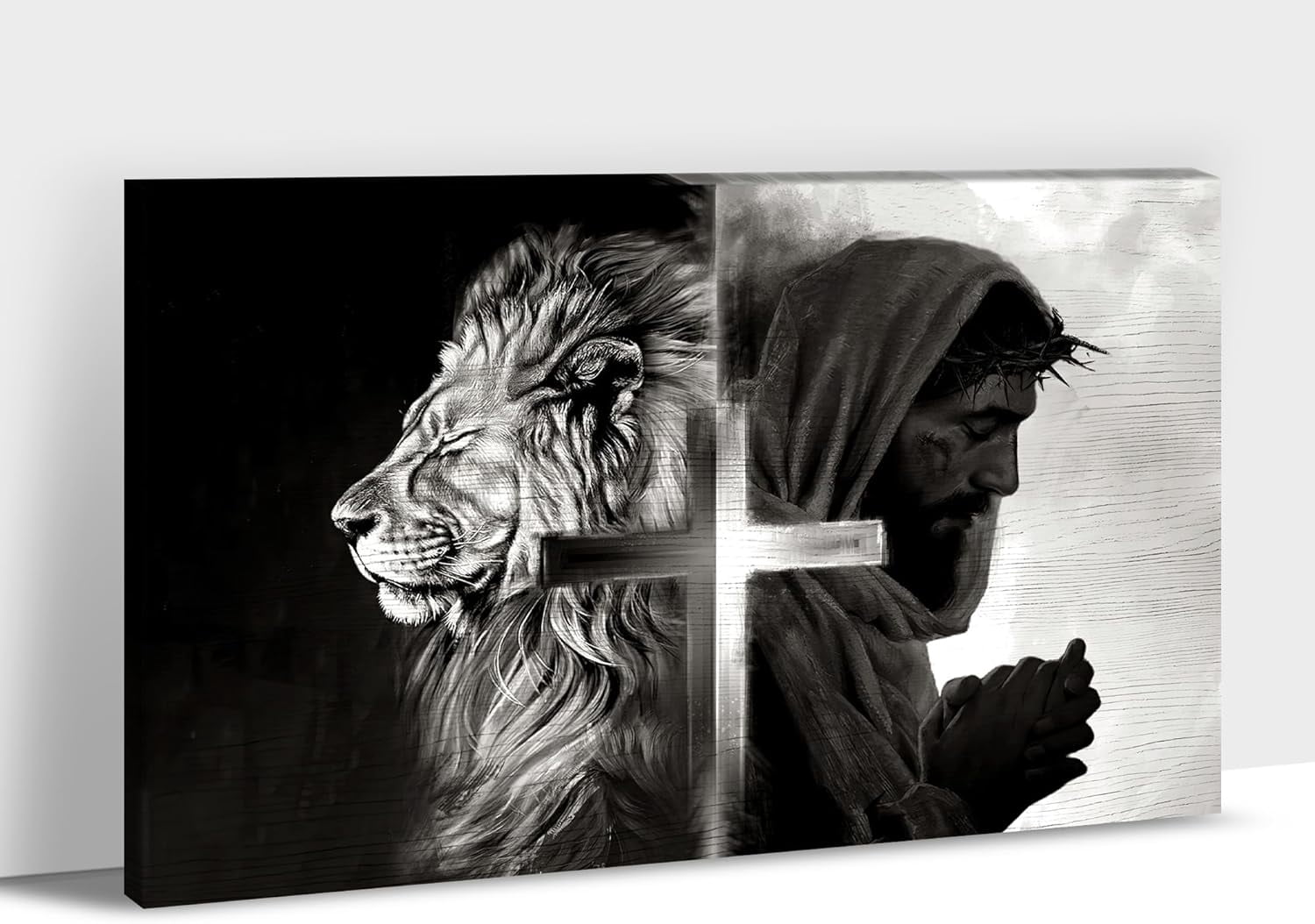AEFER Lion of Judah Wall Art - Christian Decor Canvas Print for Bedroom ...