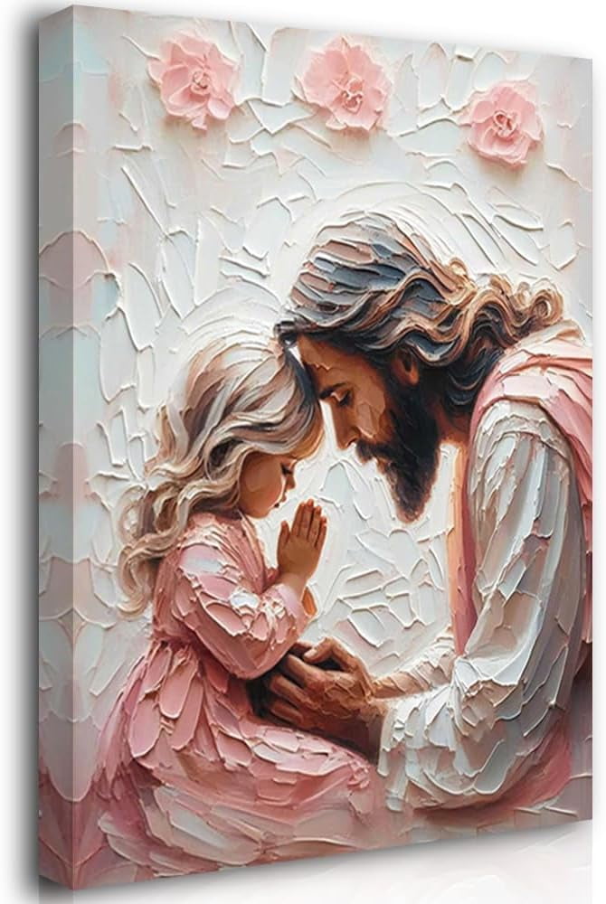 AEFER Little Prayers,Christian Art,Jesus and Little Girl Prayer ...