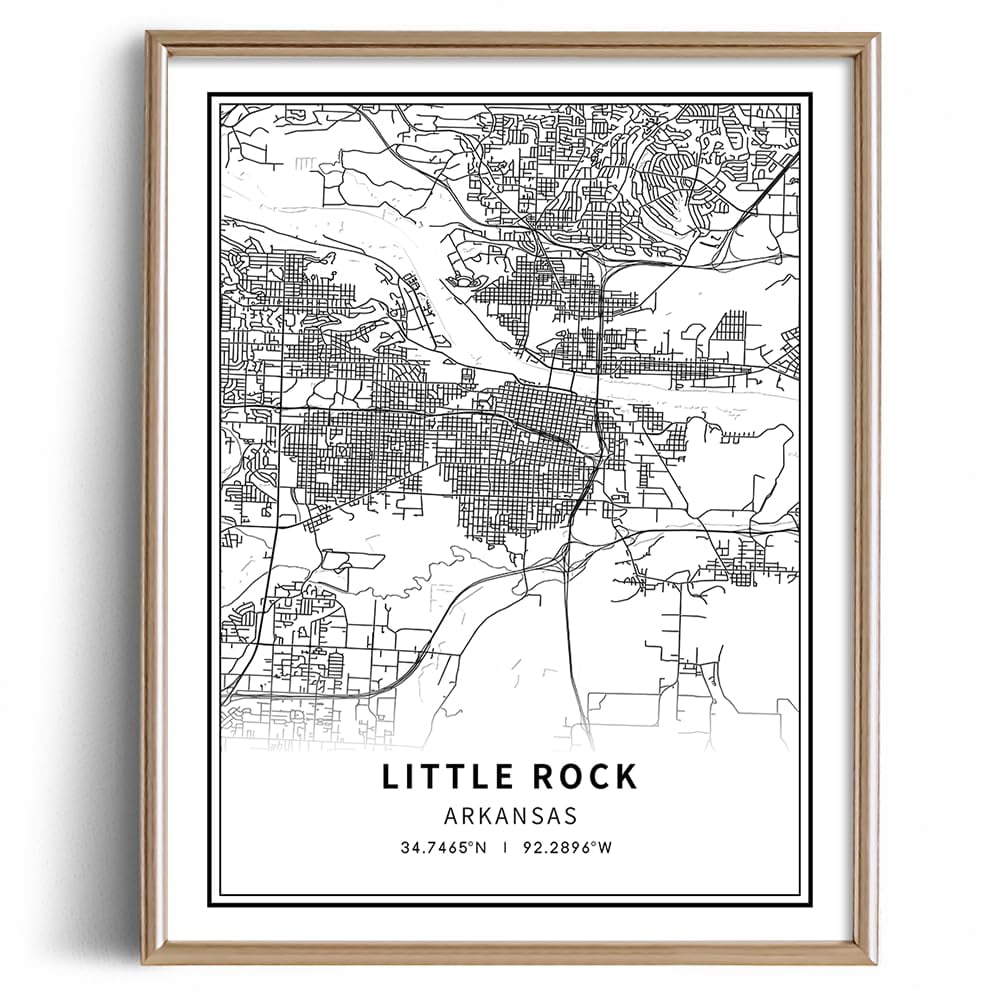 AEFER Little Rock Vintage Poster - Minimalist Black White Wall Art ...