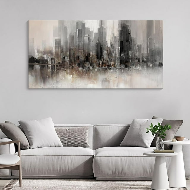 AEFER Living Room Wall Decor Unframe Wall Art Large Cityscape New York ...