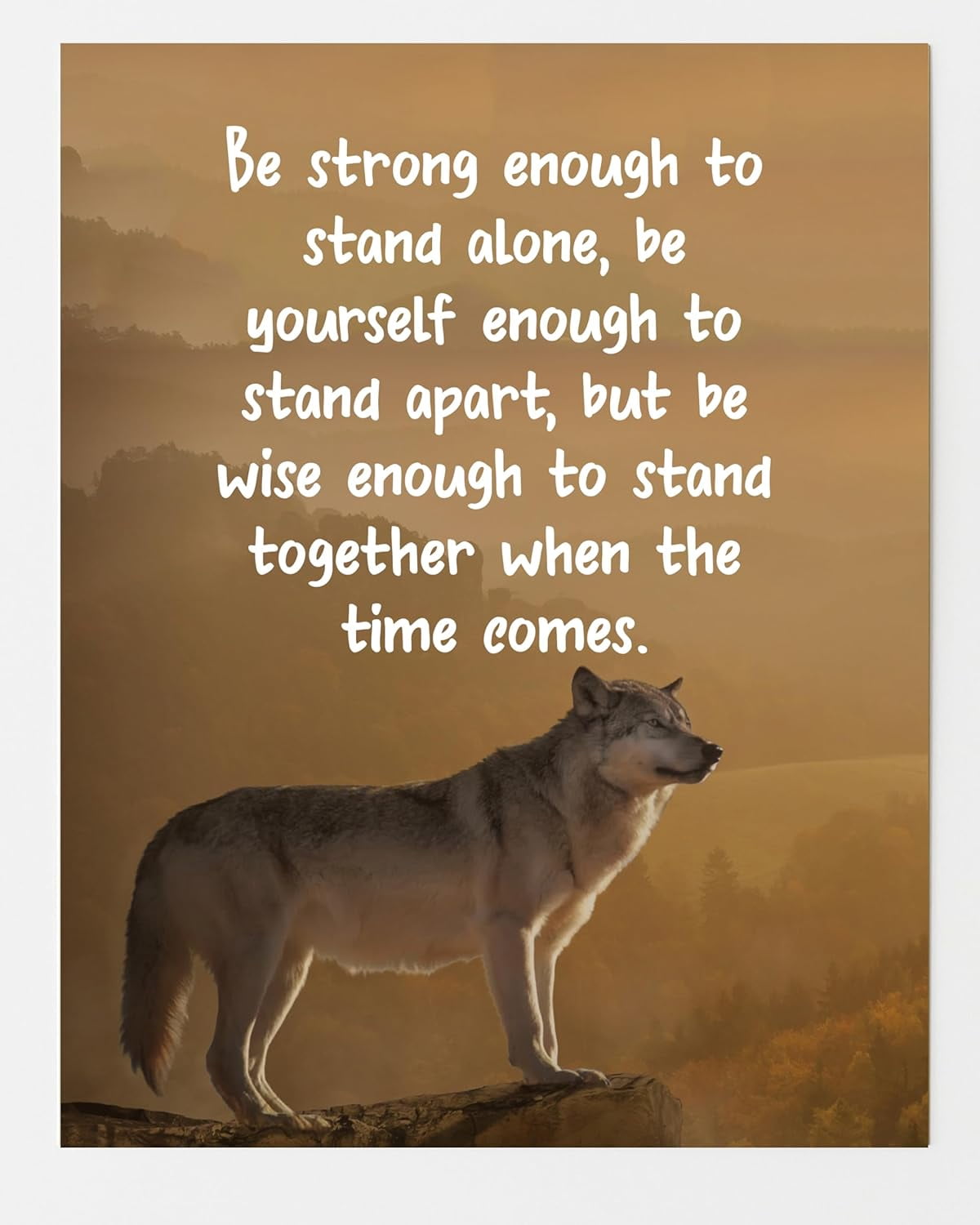 AEFER Lone Wolf Motivational Wall Art – 8x10 Quote Print – Rustic Wolf ...