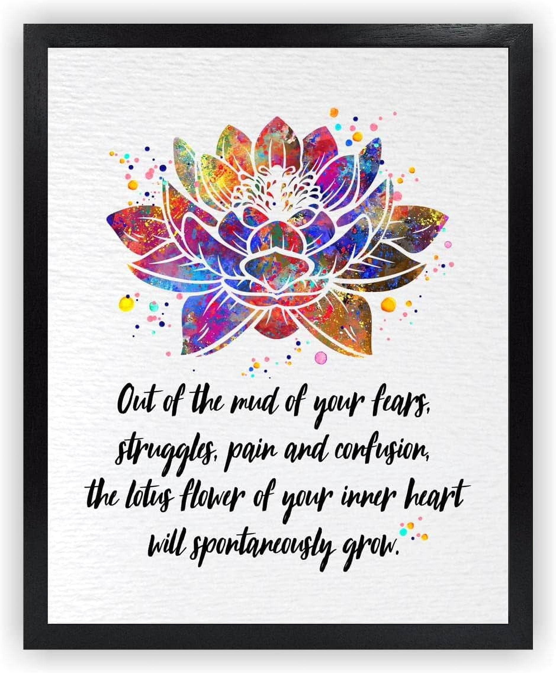 AEFER Lotus Yoga Inspirational Quote Watercolor Art Print Poster Yoga ...