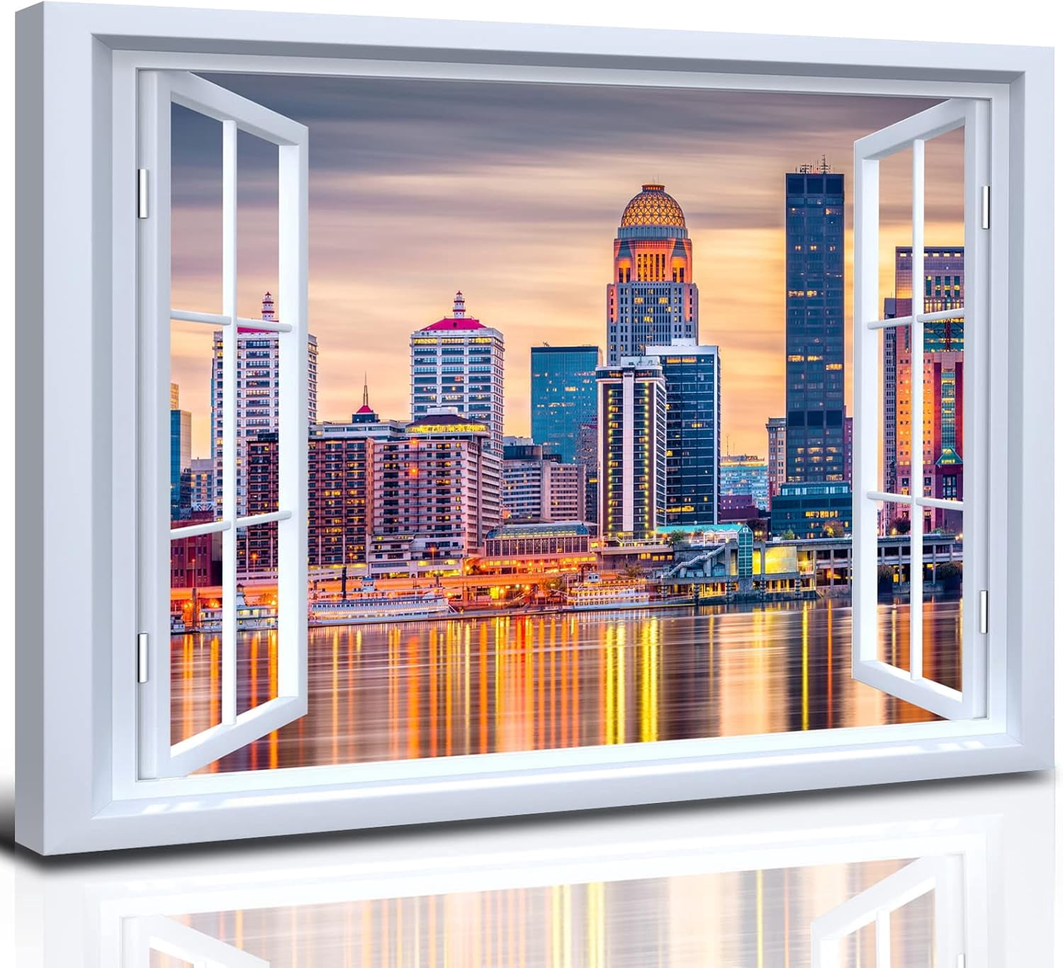 AEFER Louisville Skyline Wall Art Kentucky City Wall Decor Window ...