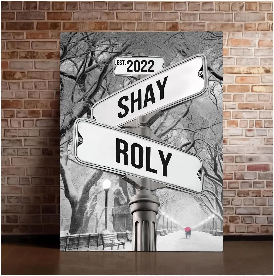 AEFER Lovers Crossroads Street Sign Art Unique Personalized Canvas ...