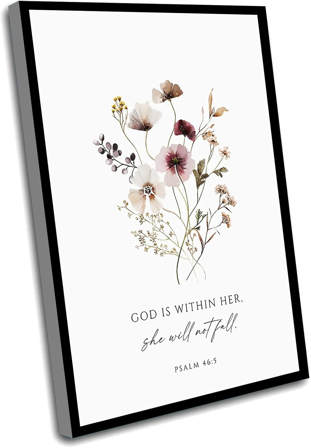 AEFER MALE OFFICE DECOR, Psalm 46:5, God Is Within Her She Will Not Fall, Floral Wildflower ...