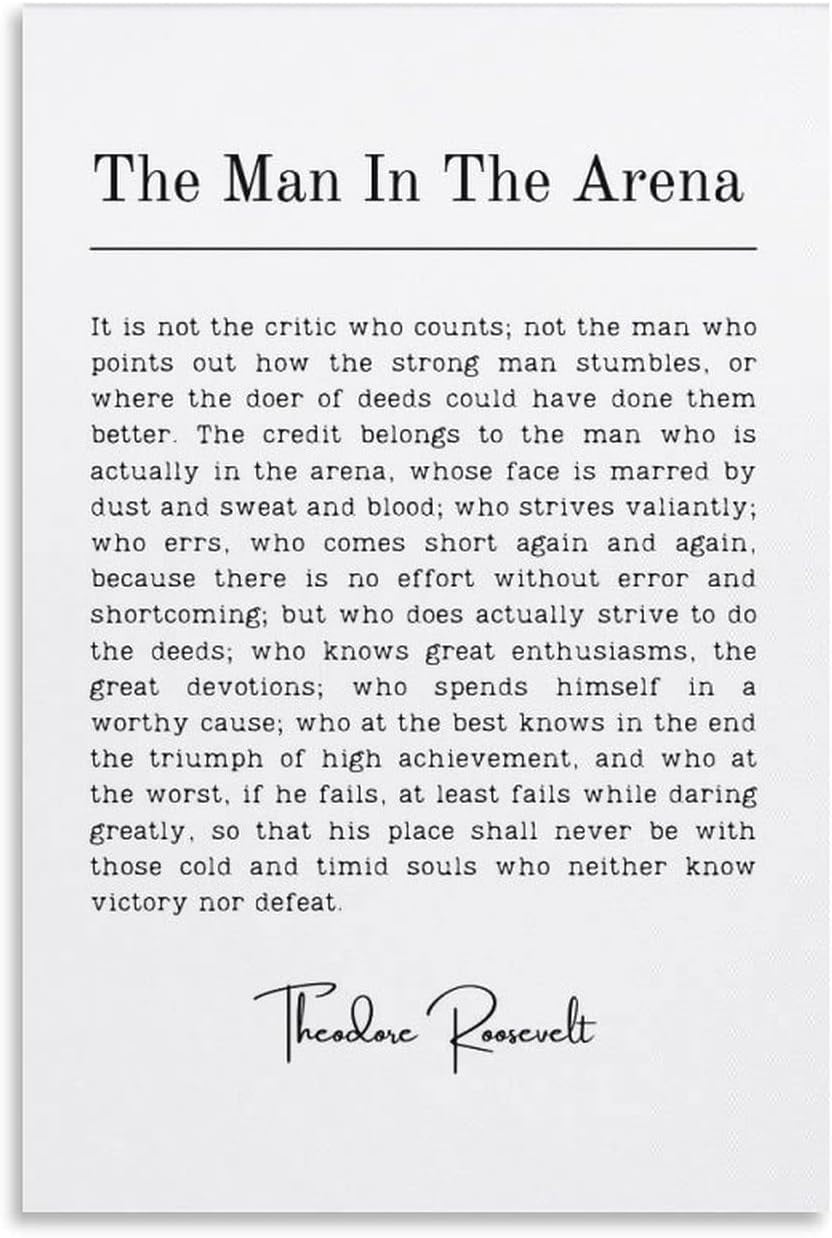 AEFER The Man In The Arena Theodore Roosevelt Poster Motivational ...