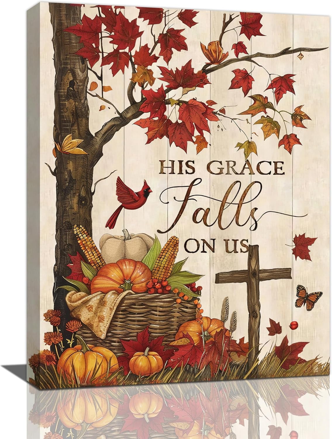 AEFER Maple Leaf Fall Wall Art Pictures Autumn Leaves Wall Decor ...