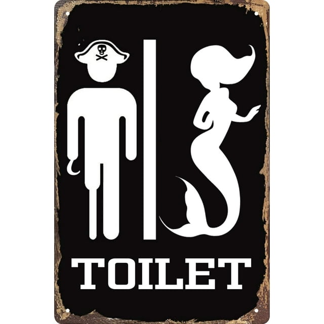 AEFER Mermaid Bathroom Wall Decor Pirate Restroom Door Decor Vintage ...