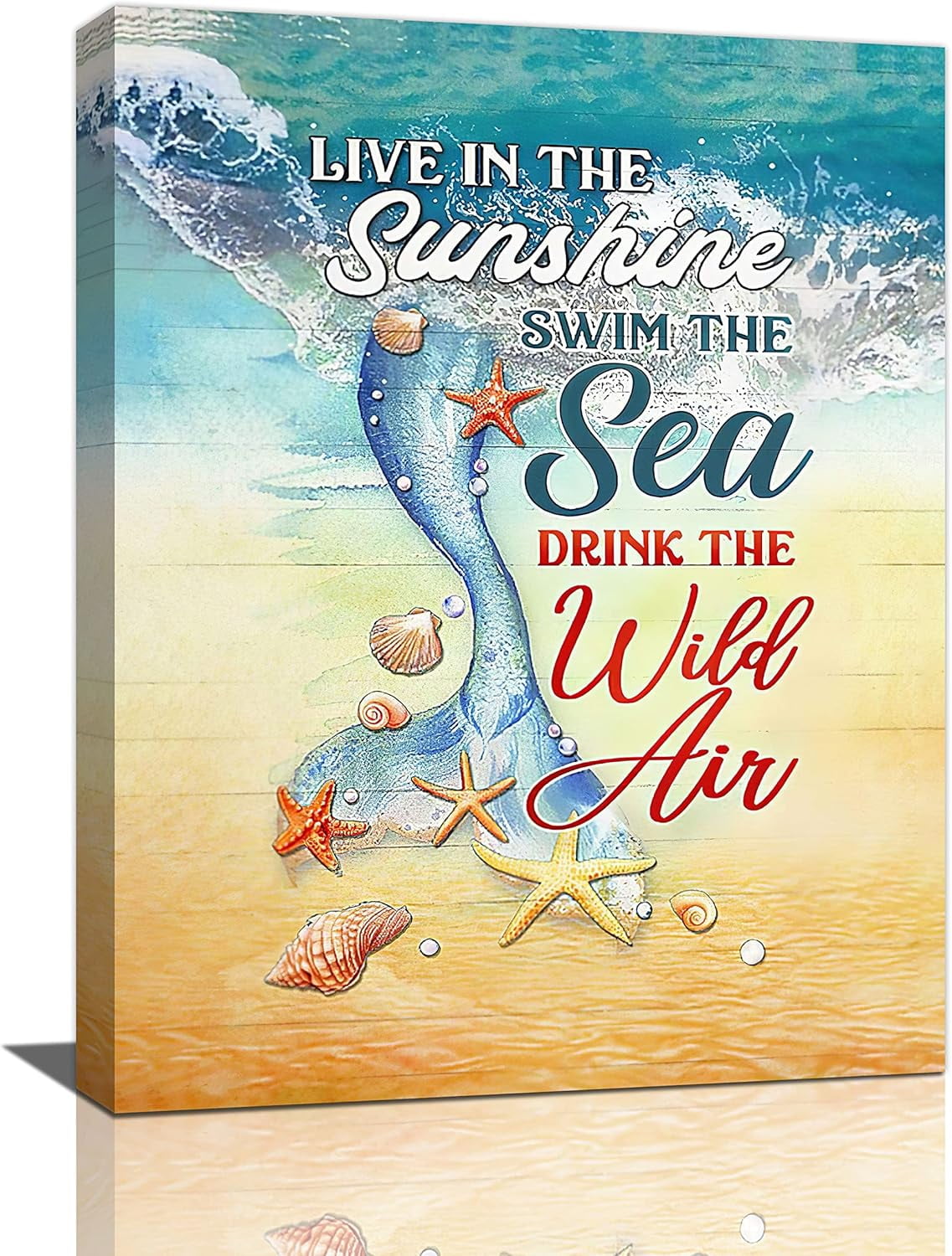 AEFER Mermaid Tail Wall Art Nautical Ocean BeaSea Life Pictures Wall ...