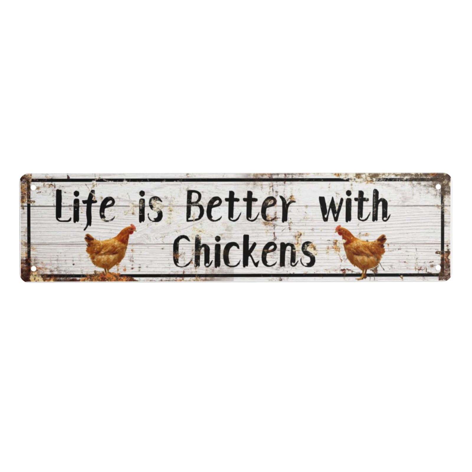 AEFER Metal Sign Life is Better with Chickens Signs Farm Chickens Door ...