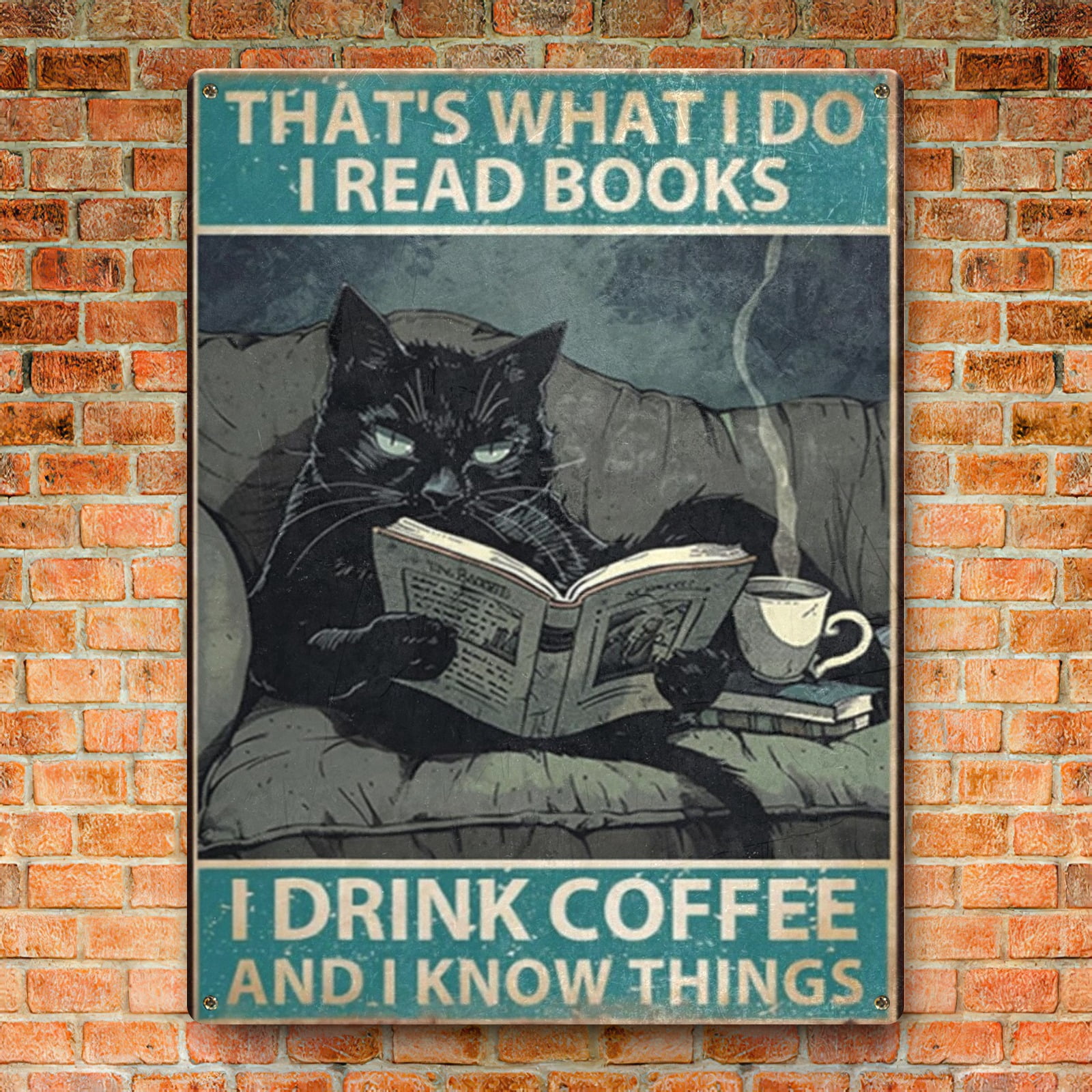AEFER Metal Signs Black cat that's what I do I read books I drink ...
