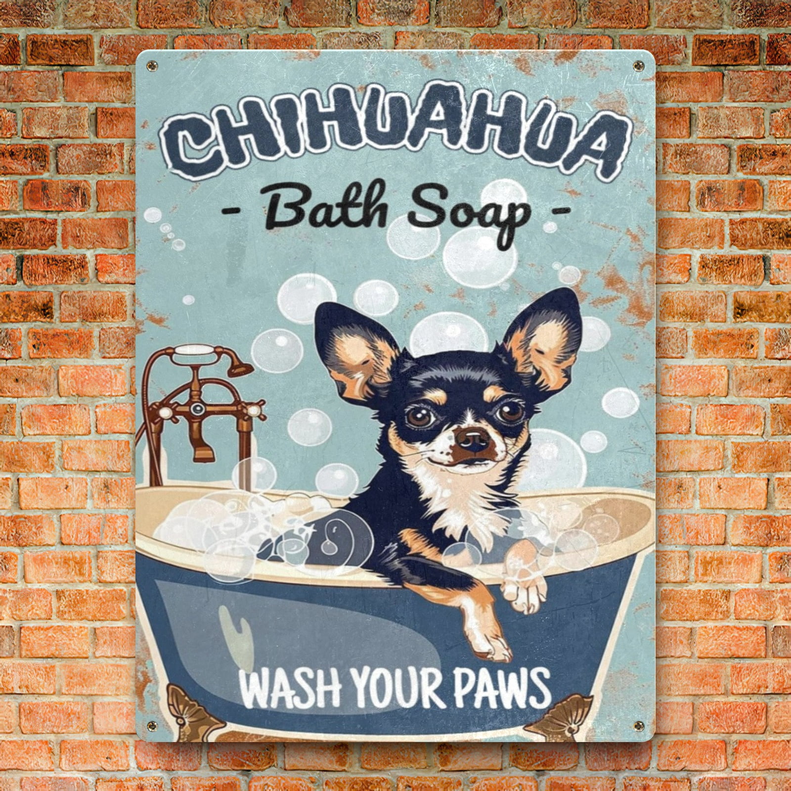 AEFER Metal Signs Chihuahua Bath soap Sign Vintage Signs Retro Aluminum ...