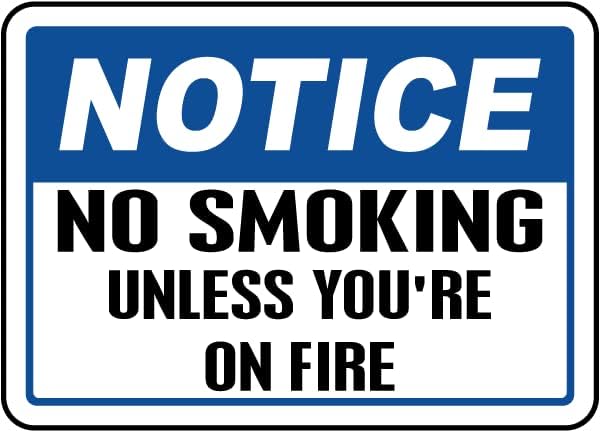 AEFER Metal Tin Warning SignNo Smoking Unless You're on Fire Aluminum ...