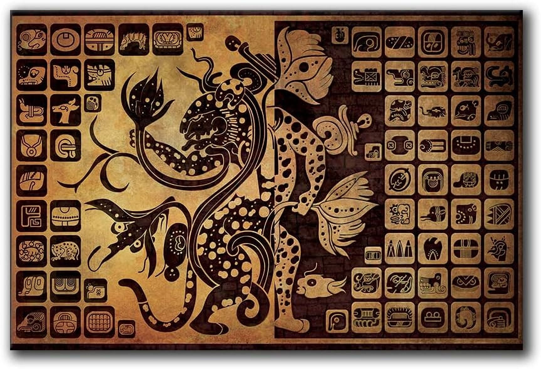 AEFER Mexican Indian Art Canvas Prints Mayan Aztec Calendar Poster ...