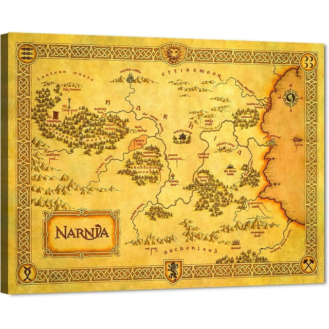 AEFER Middle Earth Map Canvas Wall Art Movie Map HD Print - Retro ...