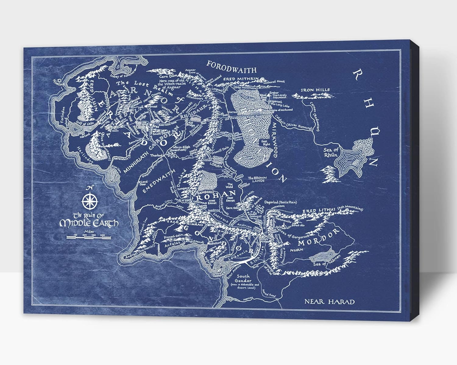 AEFER Middle Earth Map Canvas Wall Art, The Rings Movie Map Poster Art ...