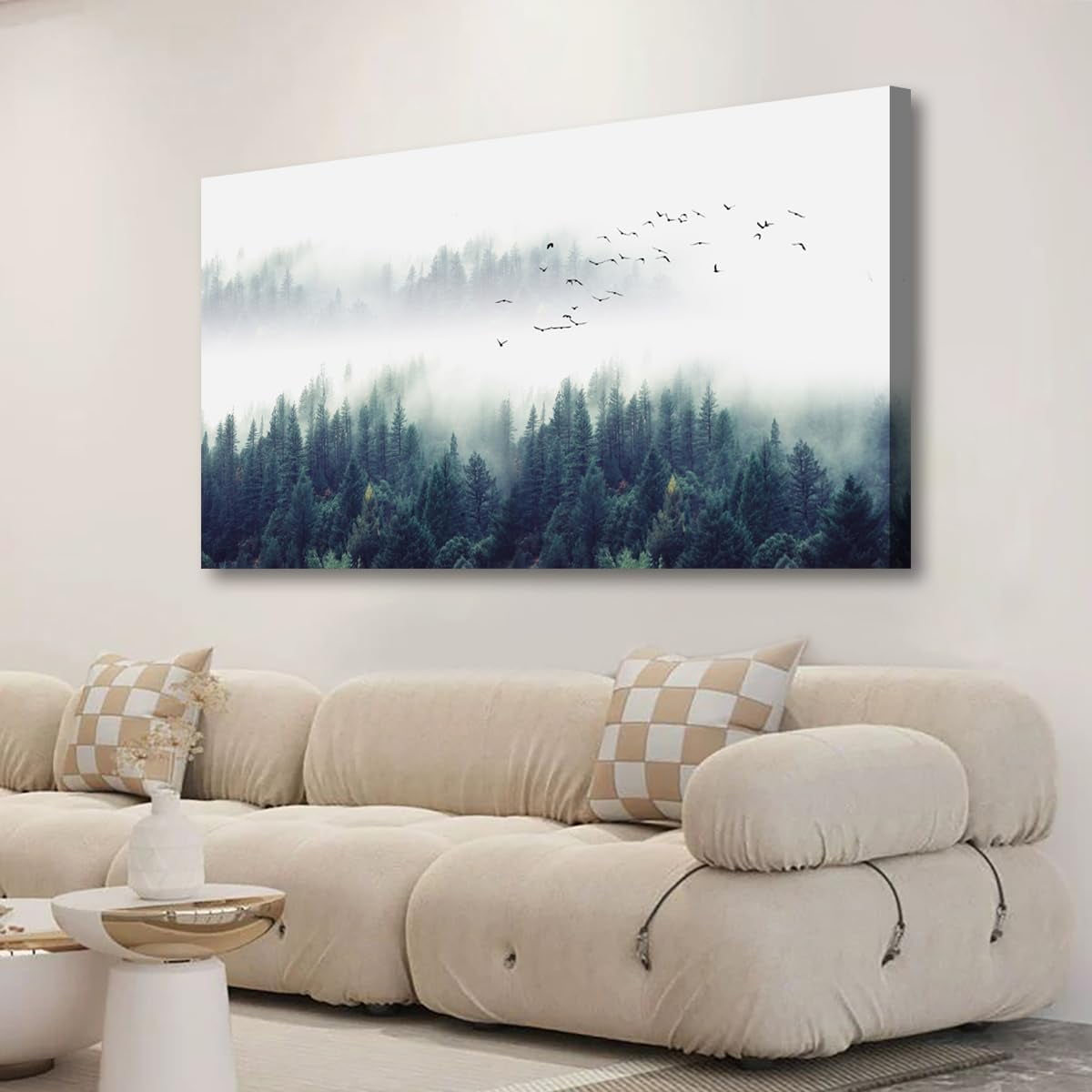 AEFER Mist Forest Canvas Wall Art for Living room Office Bedroom Nature ...