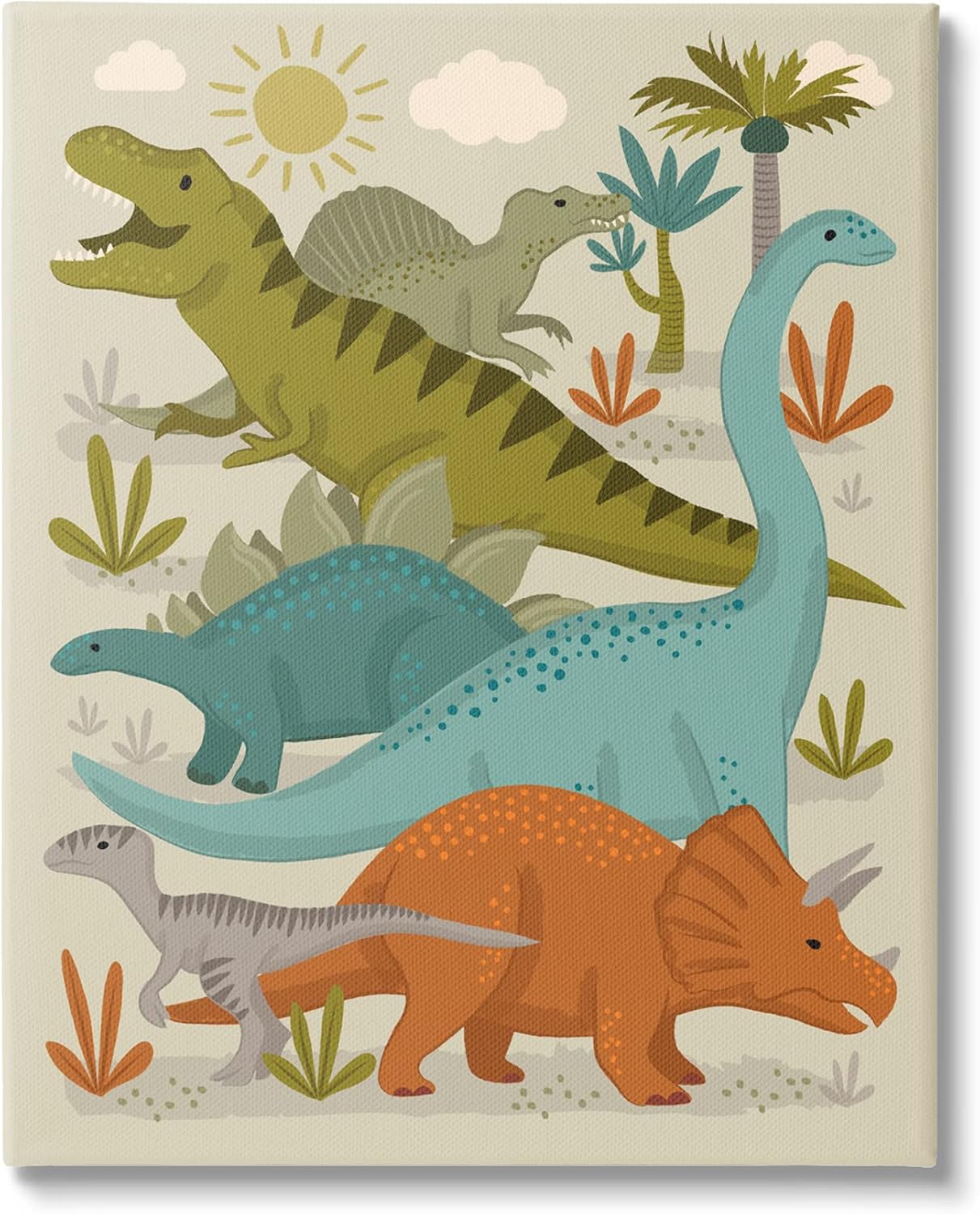 AEFER Mixed Dinosaurs Grazing Wildlife Botanicals Sunny Day, Design by ...