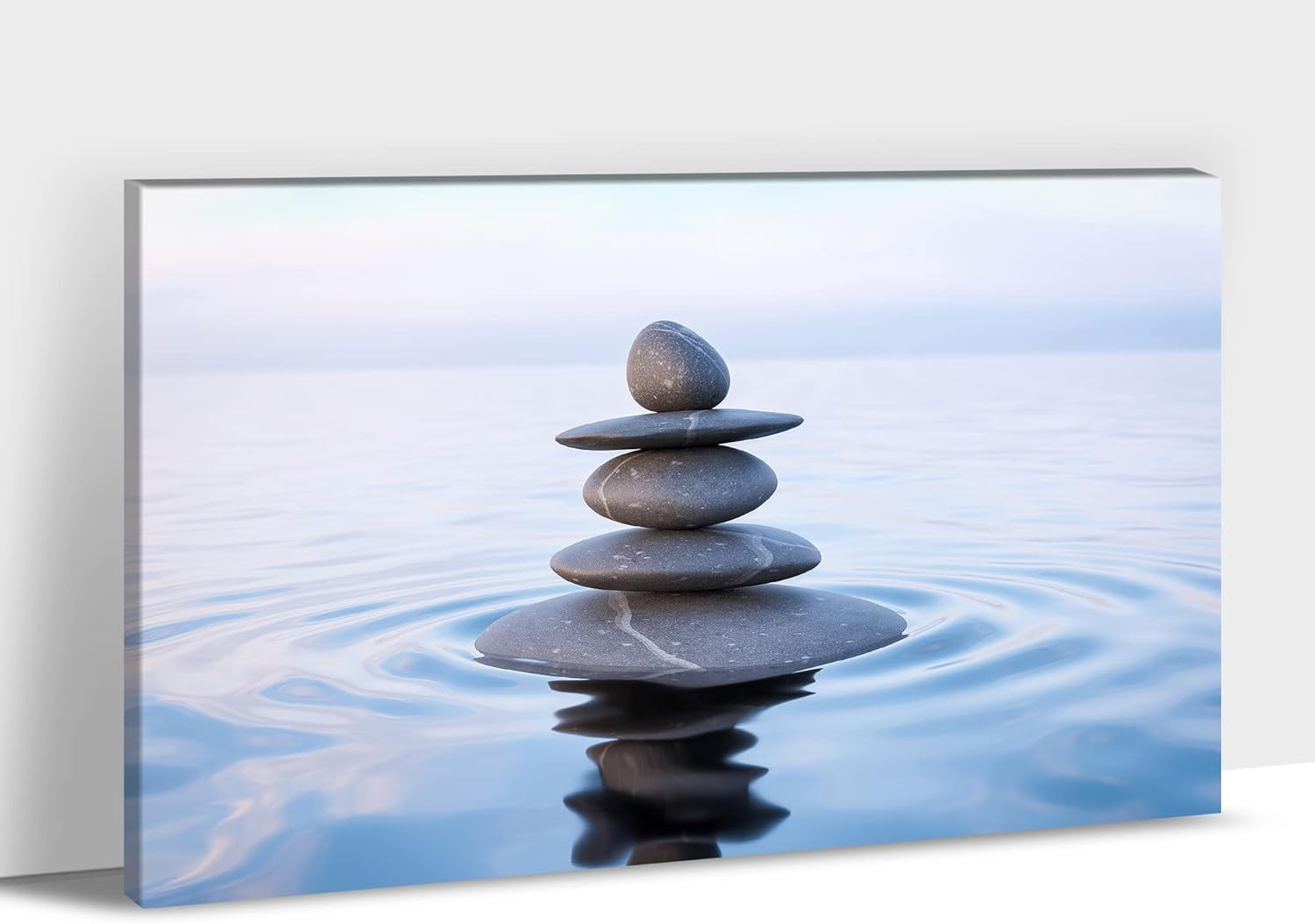 AEFER Modern Bathroom Decor - Relaxing Canvas Wall Art, Black Pebble ...