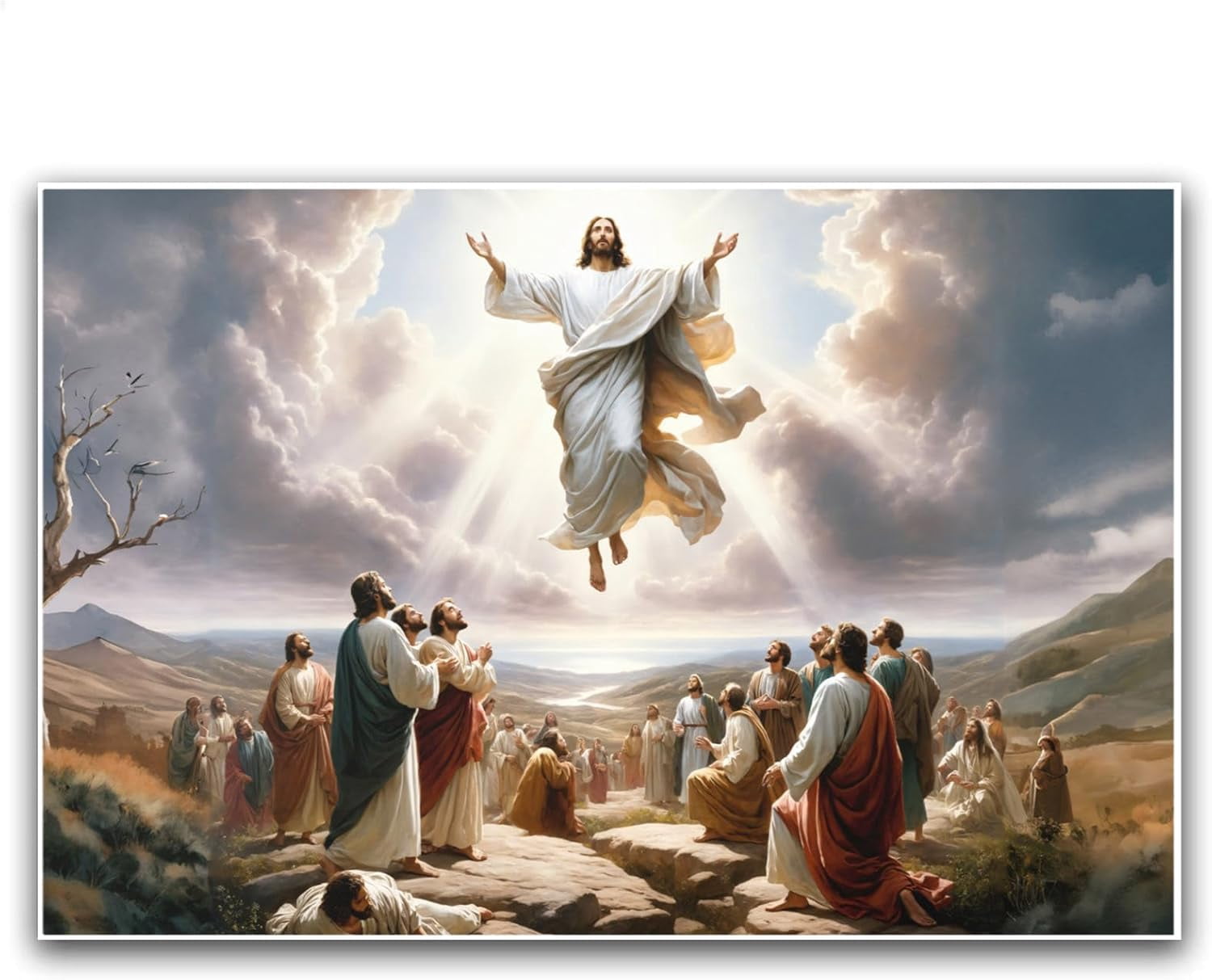 AEFER Modern Christian Art - Jesus Ascension Wall Canvas for Bedroom ...