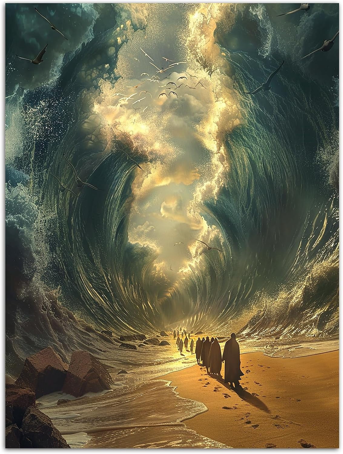 AEFER Modern Christian Canvas Wall Art – Bible Story of Moses Parting ...