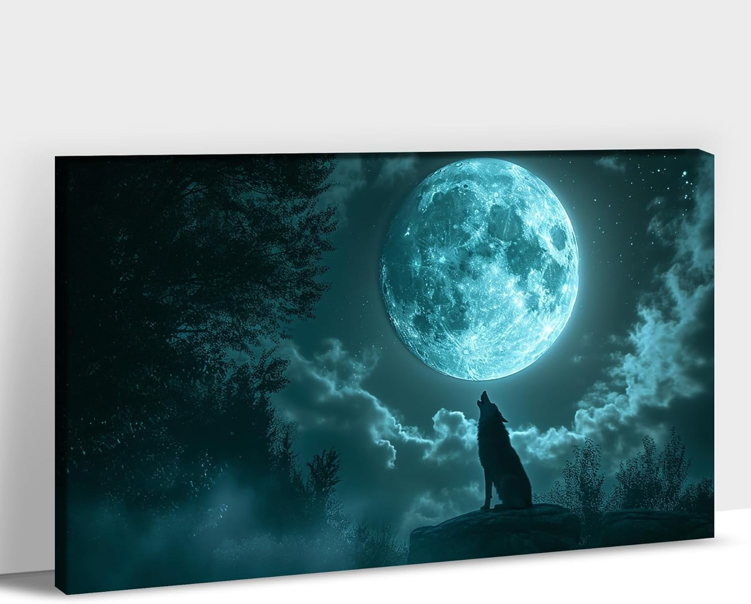 AEFER Modern Wolf Decor Animal Canvas Wall Art, Romantic Wolf Wall Art ...