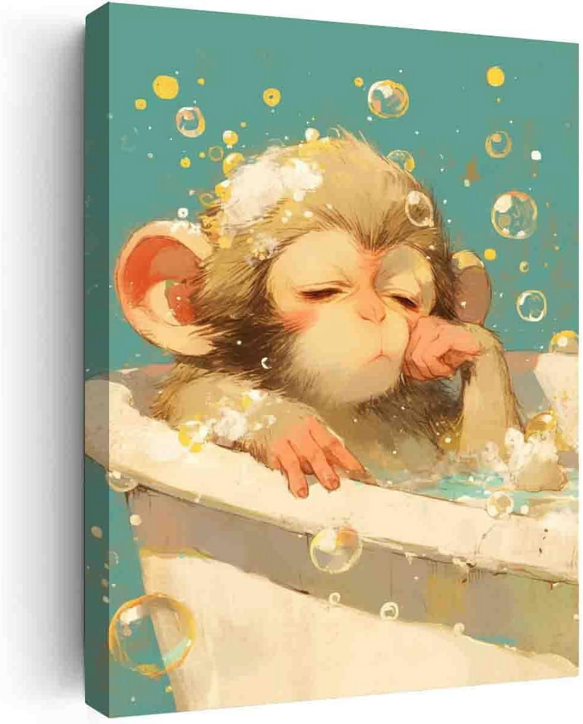 AEFER Monkey art poster,Funny Bathroom Wall Decor,Funny Animal Print ...