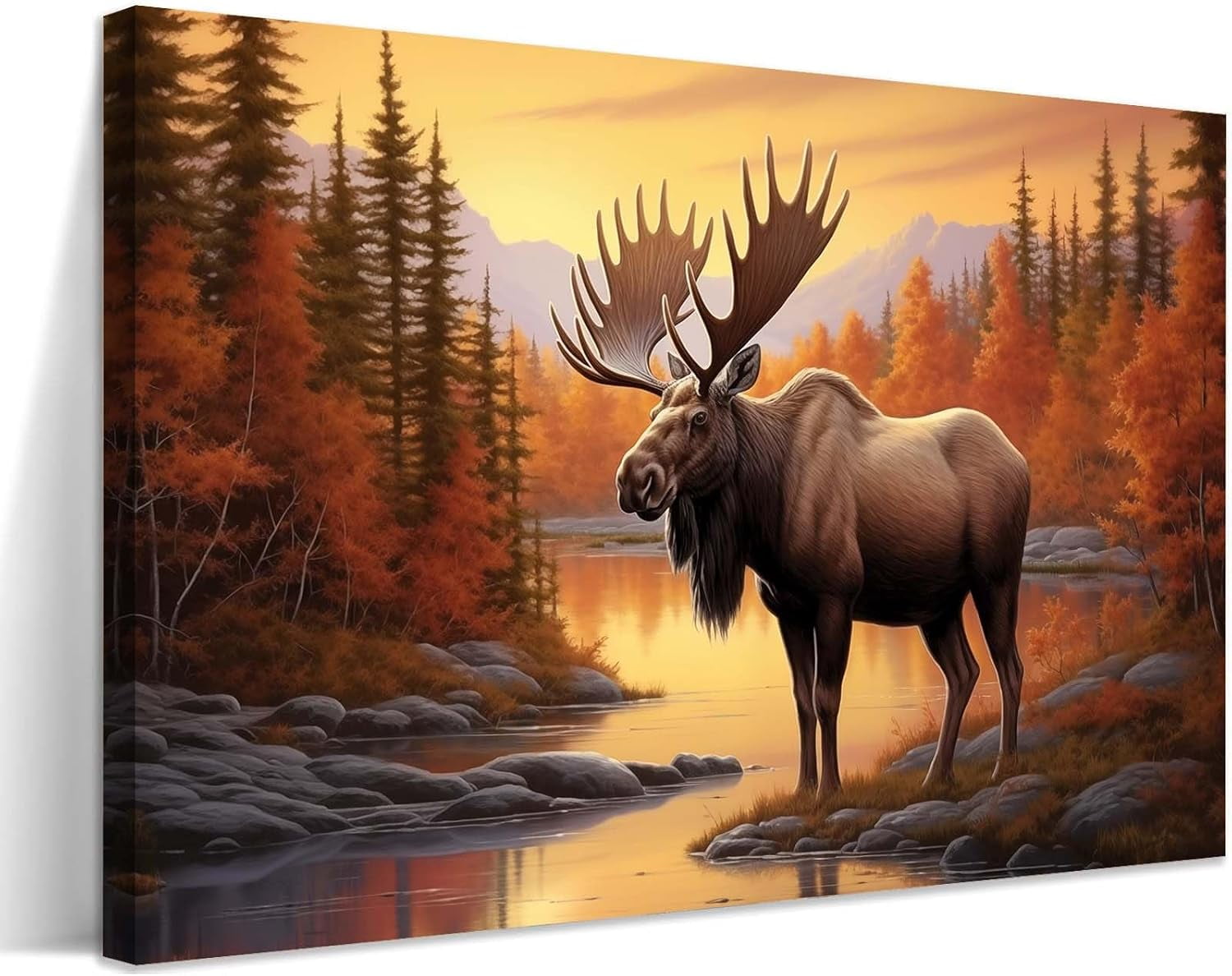 AEFER Moose Canvas Wall Art Wildlife Pictures Wall Decor Animal Print ...