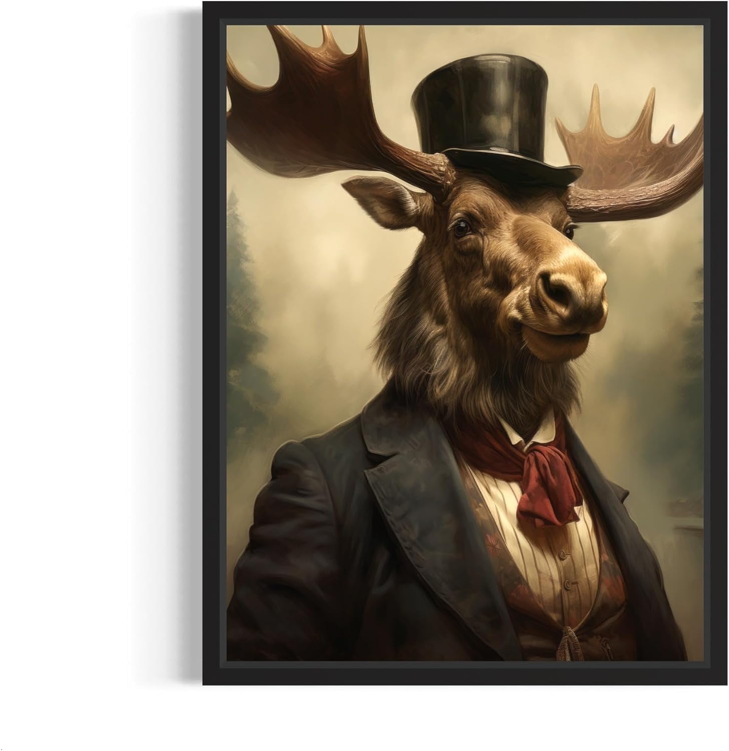 AEFER Moose Vintage Portrait Poster Art Print, Classic Animals Wall ...