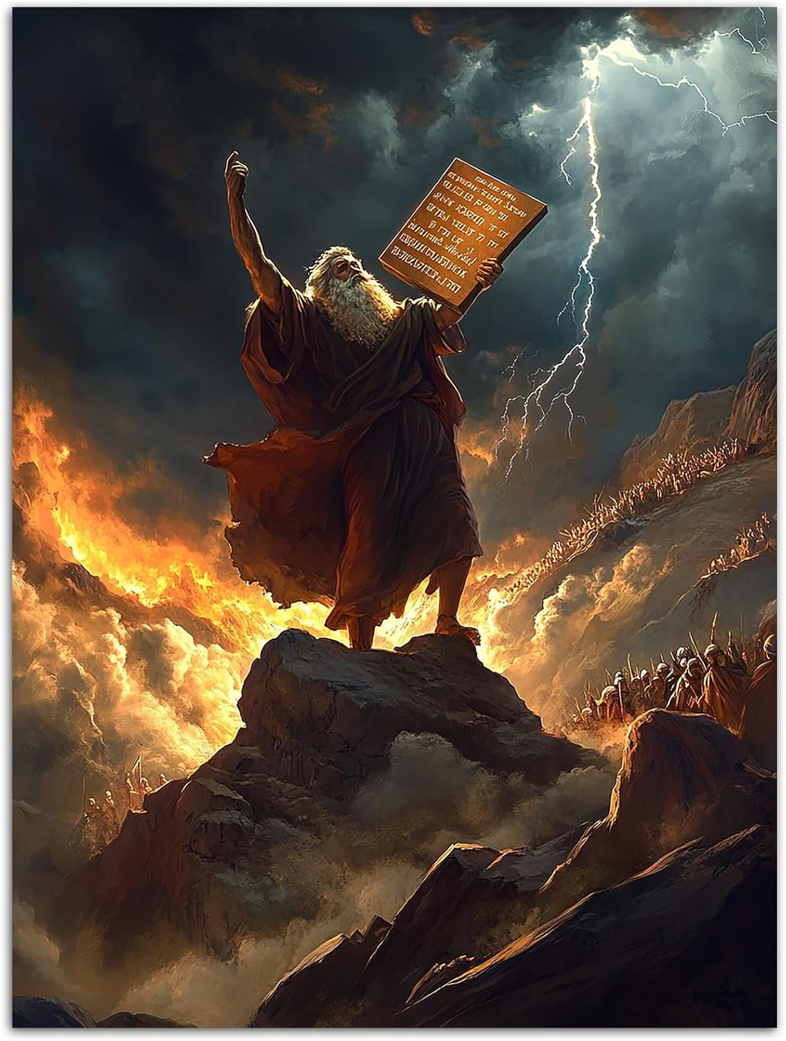 AEFER Moses Ten Commandments Painting - Mount Sinai Art, Religious ...