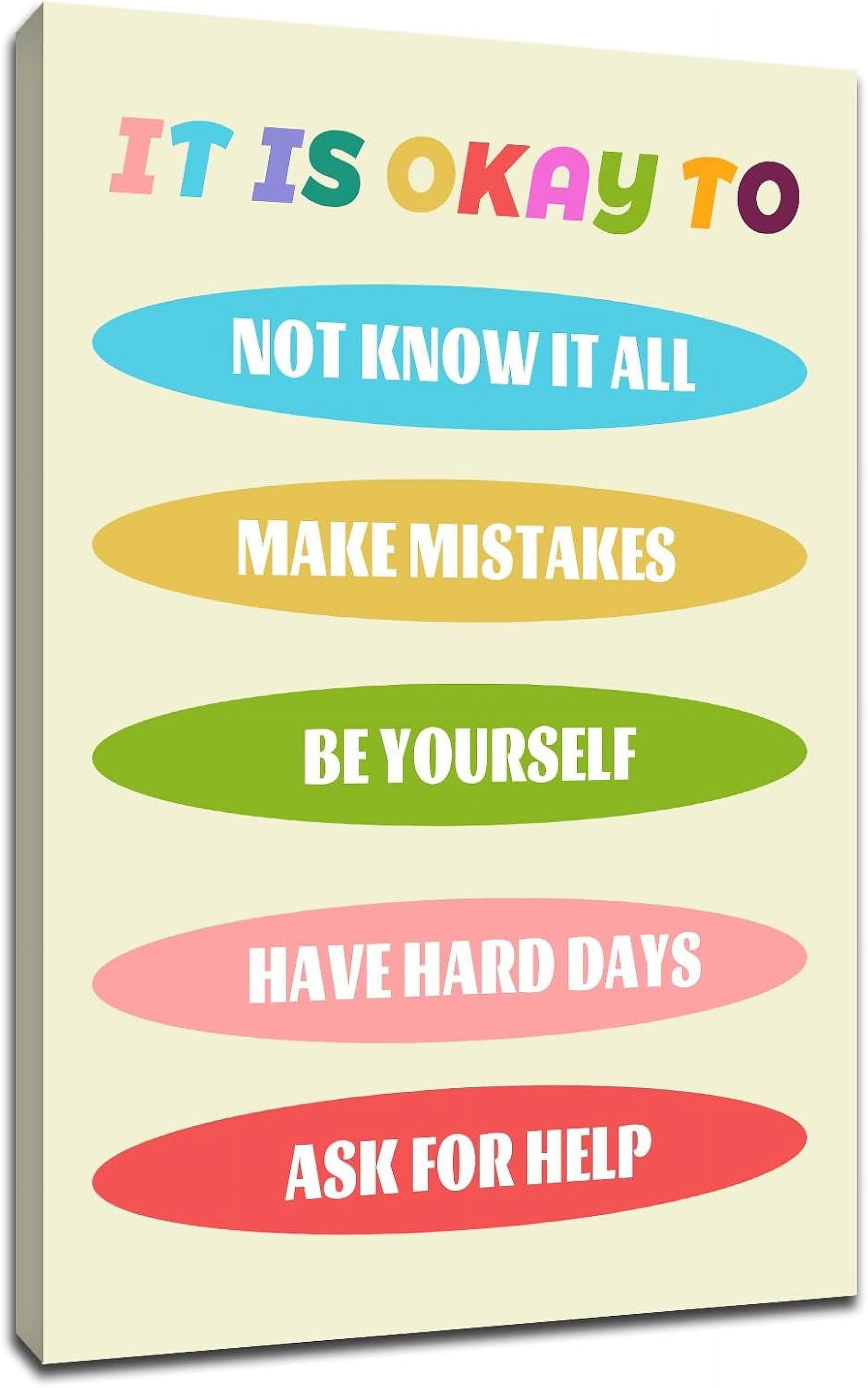 AEFER Motivational Canvas Print Wall Art It Is Okay To Canvas Poster ...