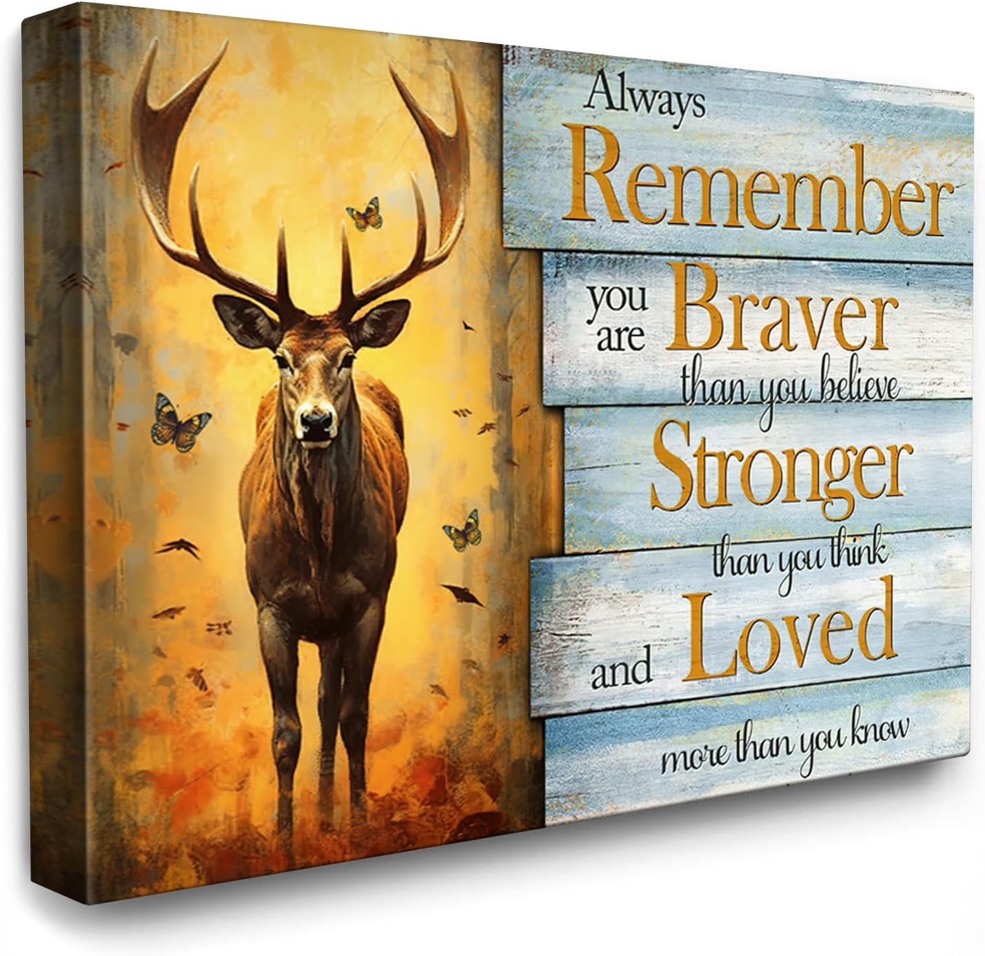 AEFER Motivational Deer Wall Art Rustic Wildlife Reindeer Painting ...