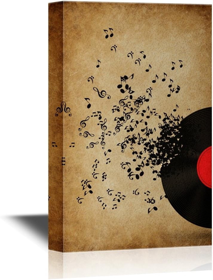 AEFER Music Canvas Wall Art - Vinyl Record and Music Notes - Gallery ...