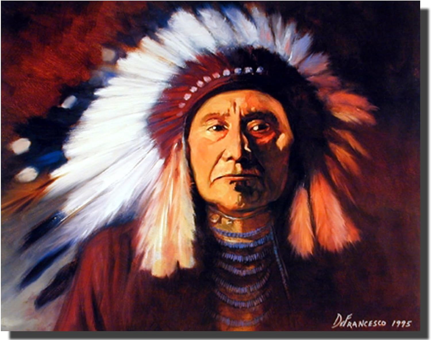 AEFER Native American Chief Picture Wall Decor Art Print Poster Unframe ...