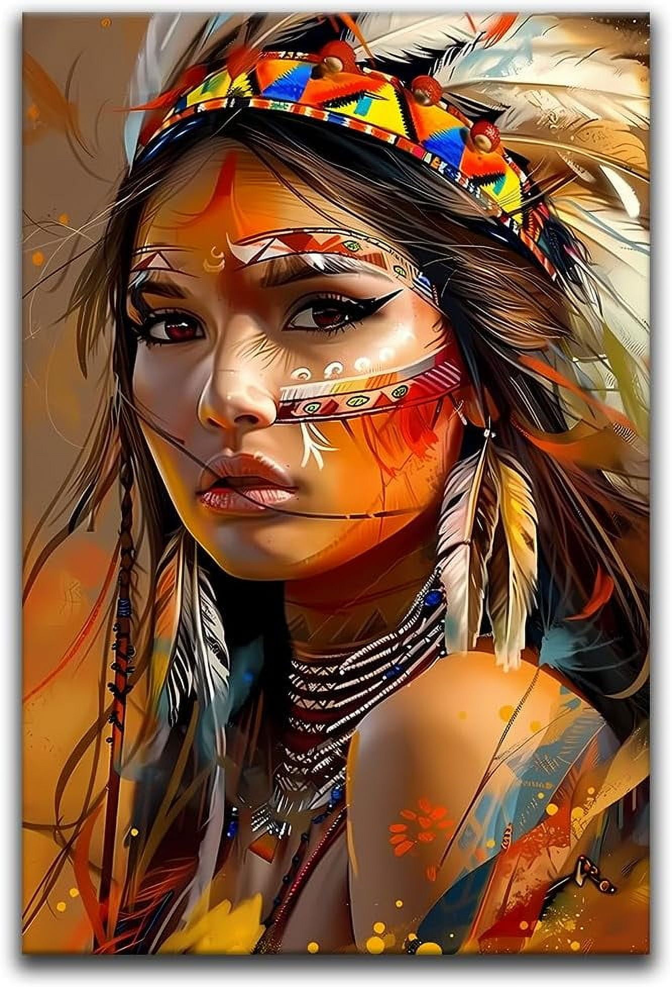 AEFER Native American Decor,Indian Woman Wall Art Canvas Prints ...