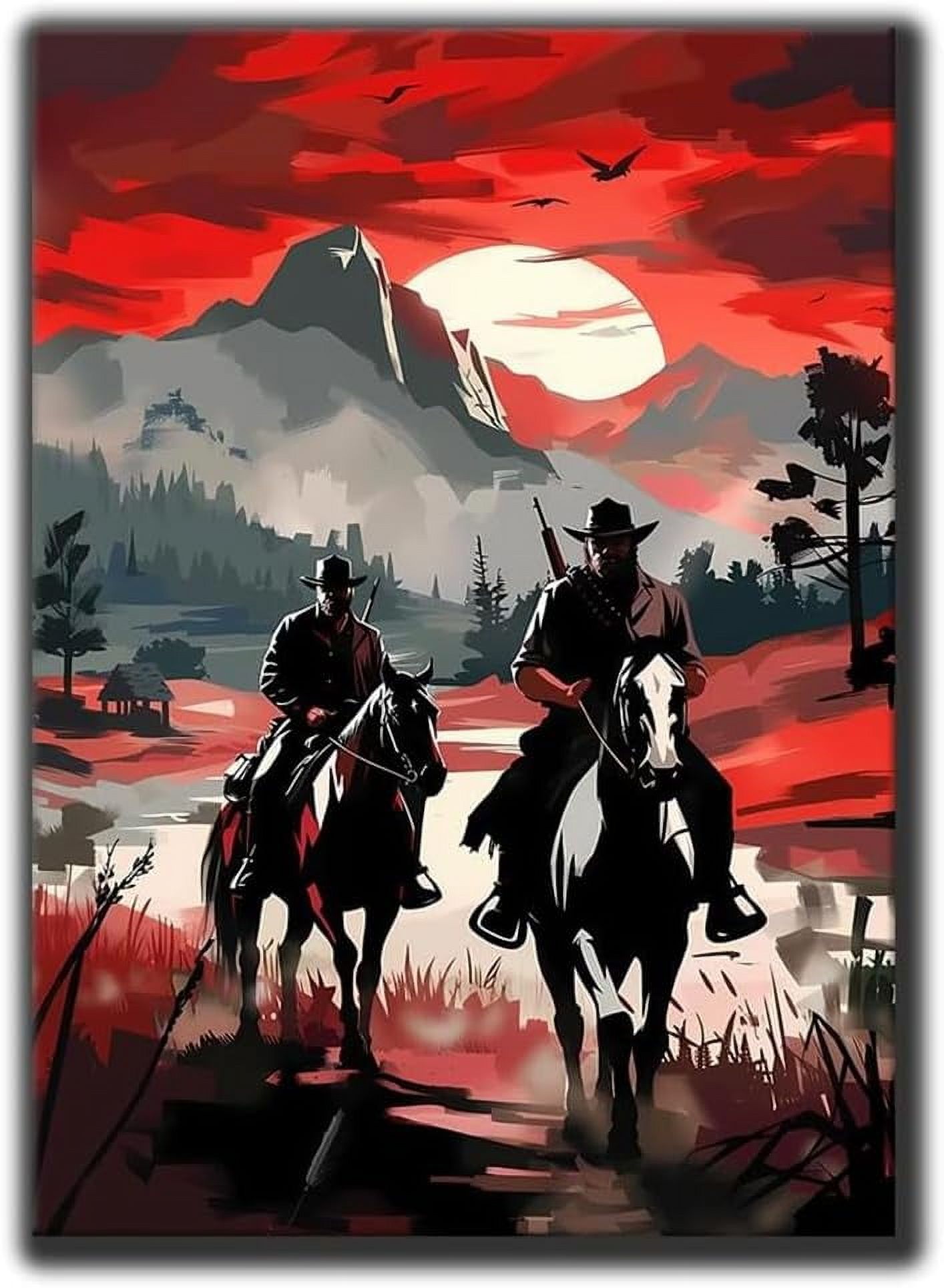 AEFER Native American West Cowboy Poster, Retro Rodeo Warrior Horseback ...