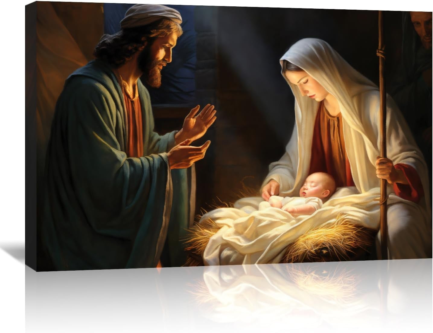 AEFER Nativity Baby Jesus Wall Art Birth of Jesus Picture Canvas Prints ...