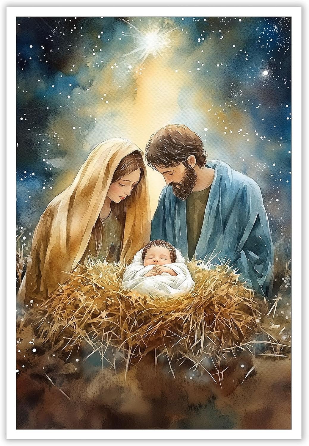 AEFER Nativity Canvas Wall Art Christian Church Jesus Poster Birth Of ...