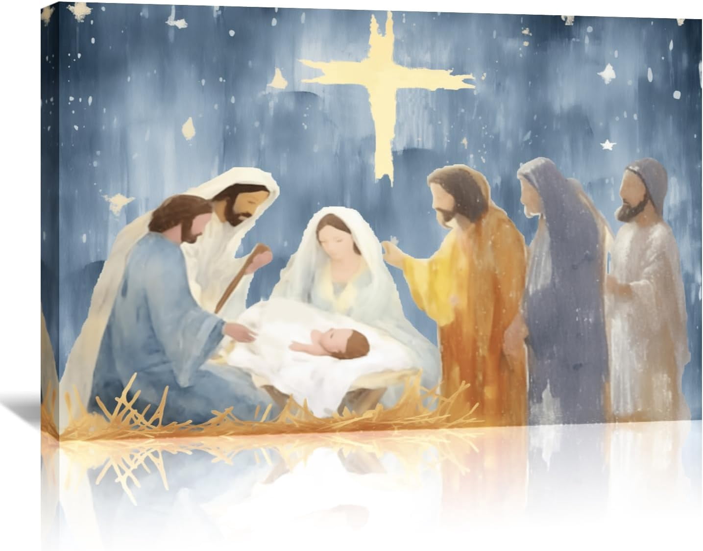 AEFER Nativity Canvas Wall Art Virgin Mary and Christian Paradise ...