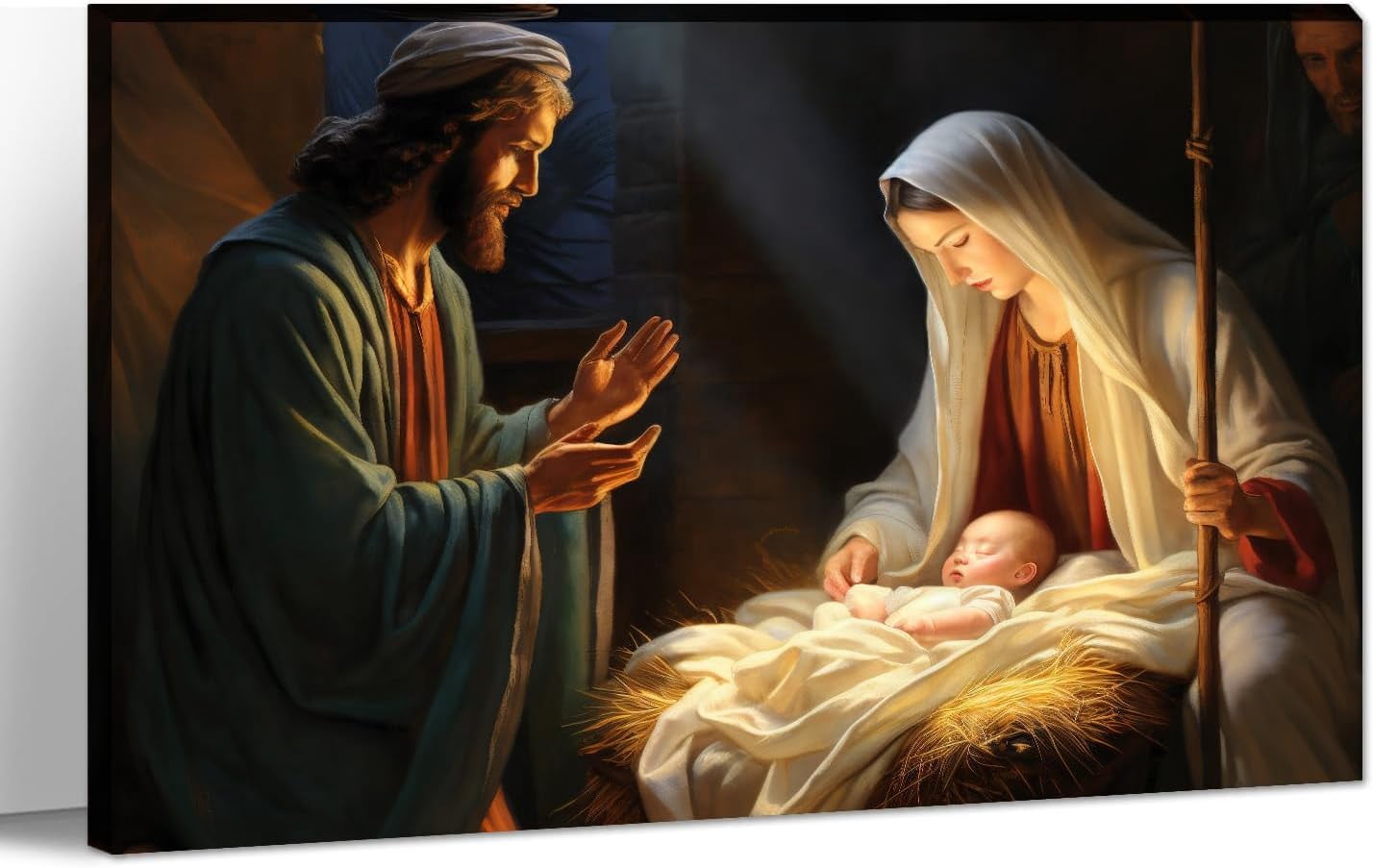 AEFER Nativity Scene Wall Art Birth of Jesus Canvas Prints Religious ...