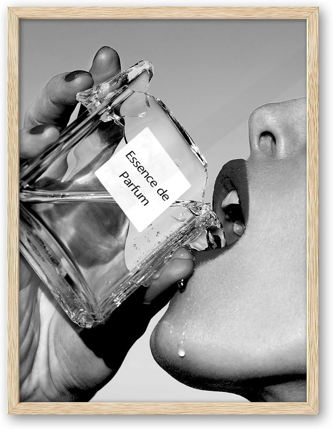 AEFER Natural OAK Wood Unframed Woman Drinking Perfume Wall Art ...